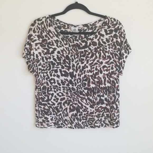 CAbi | Tops | Cabi Leopard Print Cropped Tee Style 344 | Poshmark